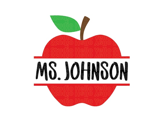 Apple Name Frame Svg Apple Split Monogram Teacher Svg - Etsy