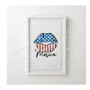 Merica Flag Lips Png, 4th of July Png, 4th of July, Merica, Sublimation ...