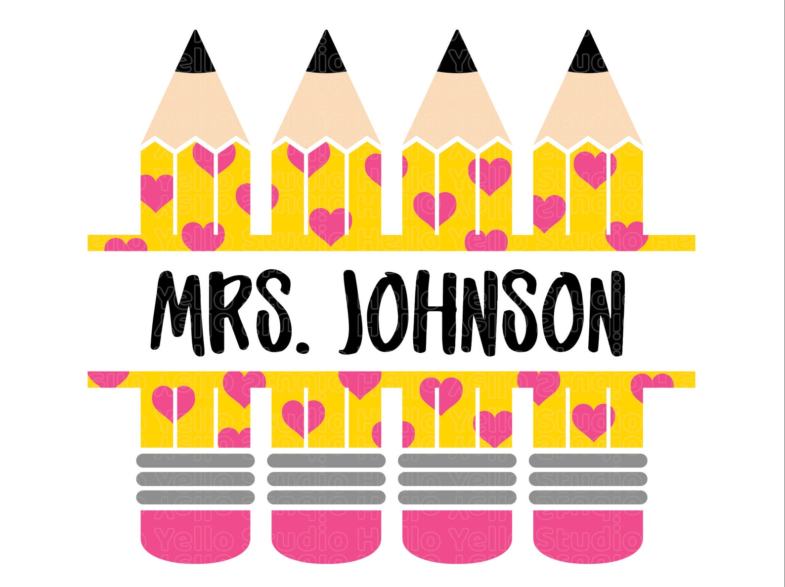 Pencil Name Frame Svg Bundle Polkadot & Heart Pencil Name - Etsy