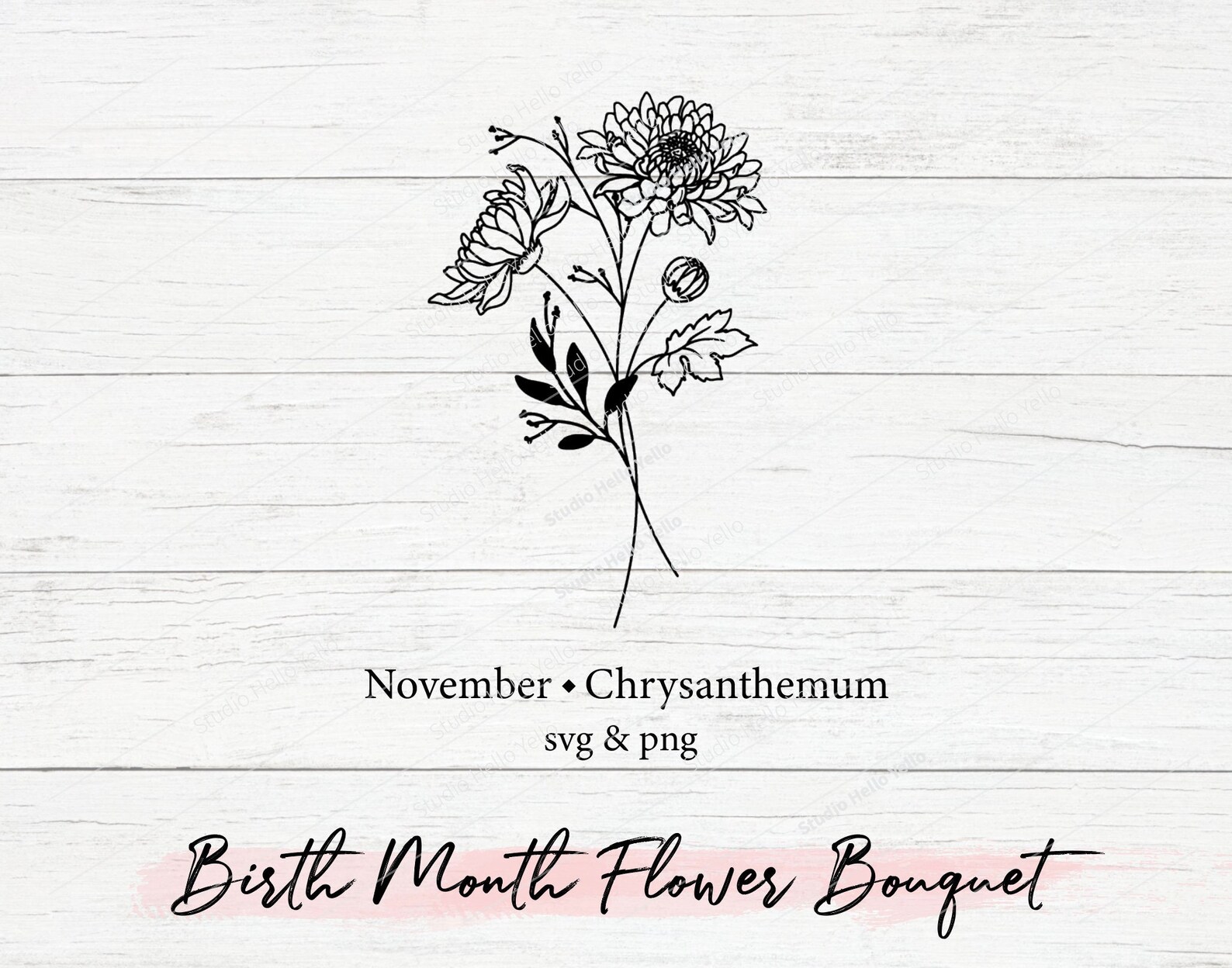 Birth Month Flower Bouquet Svg Chrysanthemum Flower Svg - Etsy