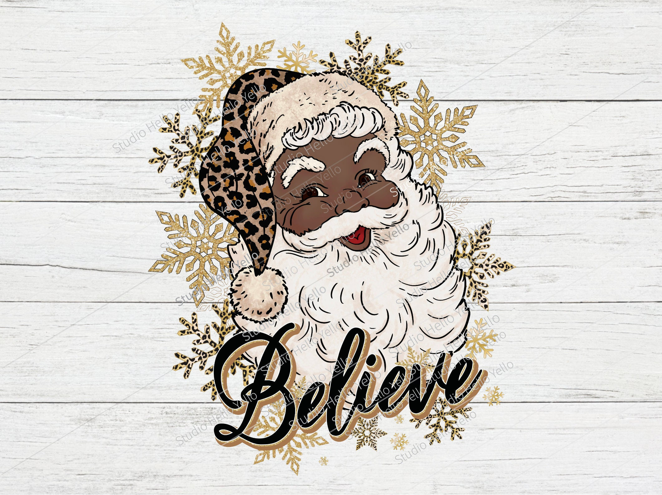 Santa Believe PNG Santa Png Christmas Png Black Santa - Etsy