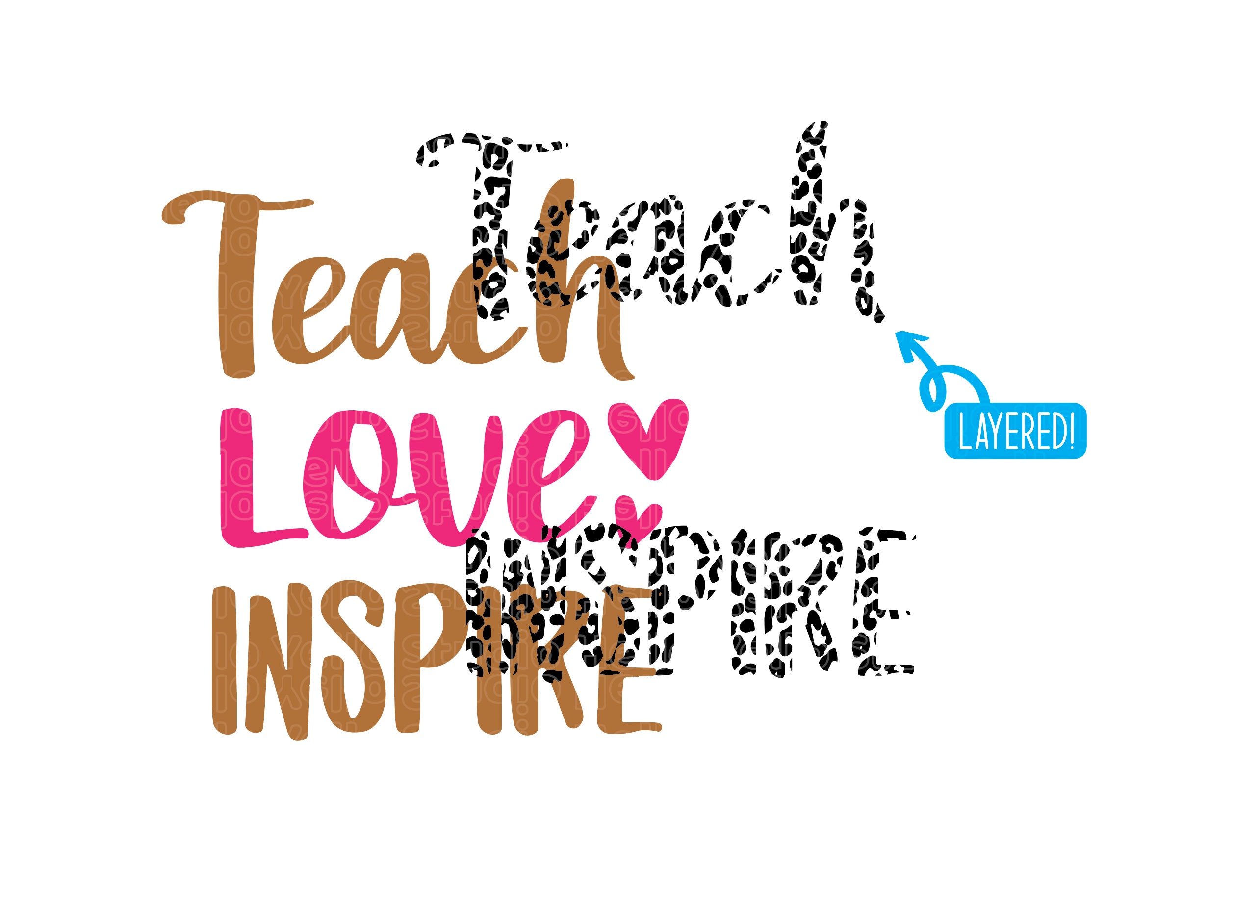 Teach Love Inspire Leopard Svg PNG Teacher Shirt Teacher - Etsy