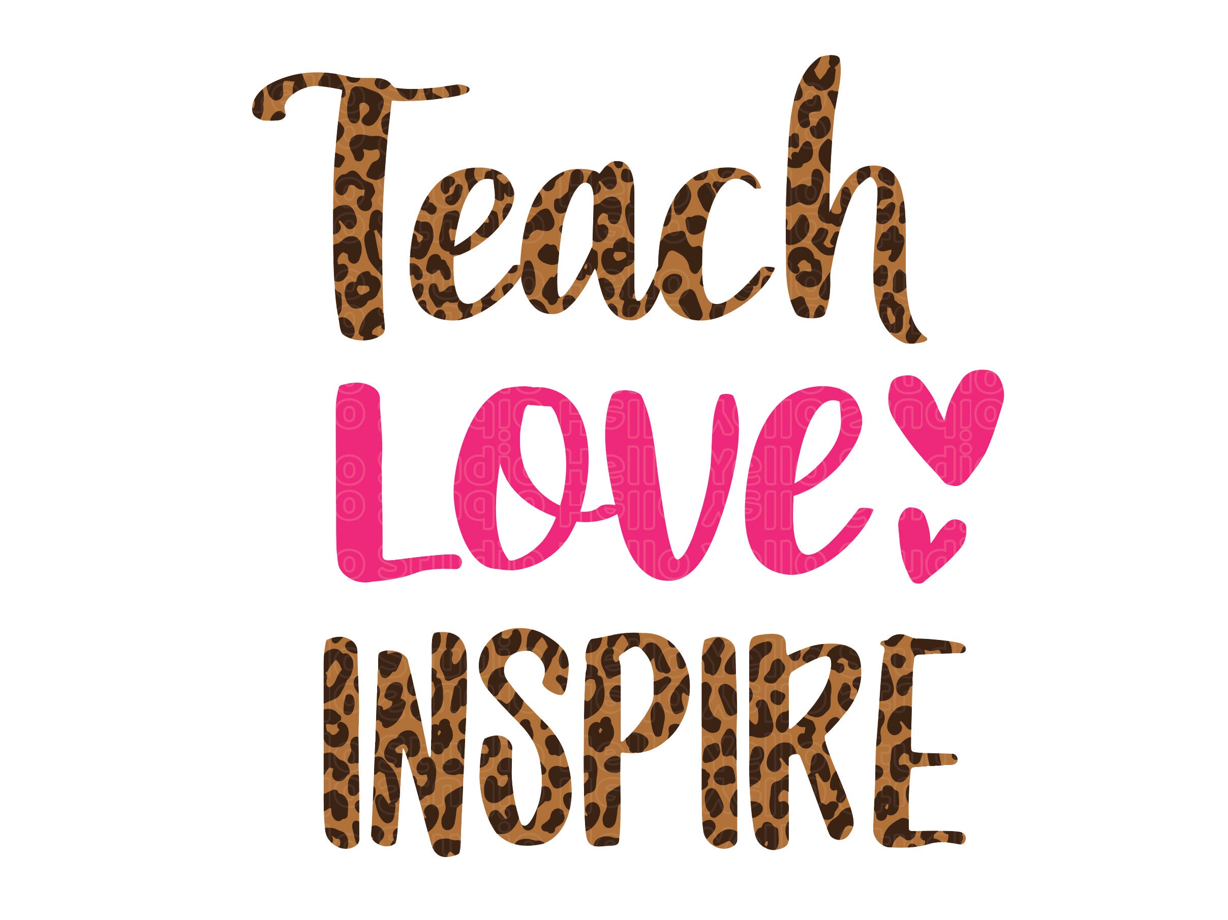Teach Love Inspire Leopard Svg PNG Teacher Shirt Teacher - Etsy