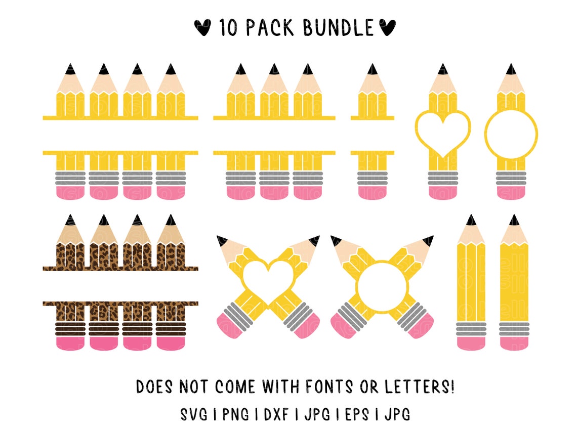 Pencil Name Frame Svg Bundle Pencil Svg Bundle Pencil Split | Etsy