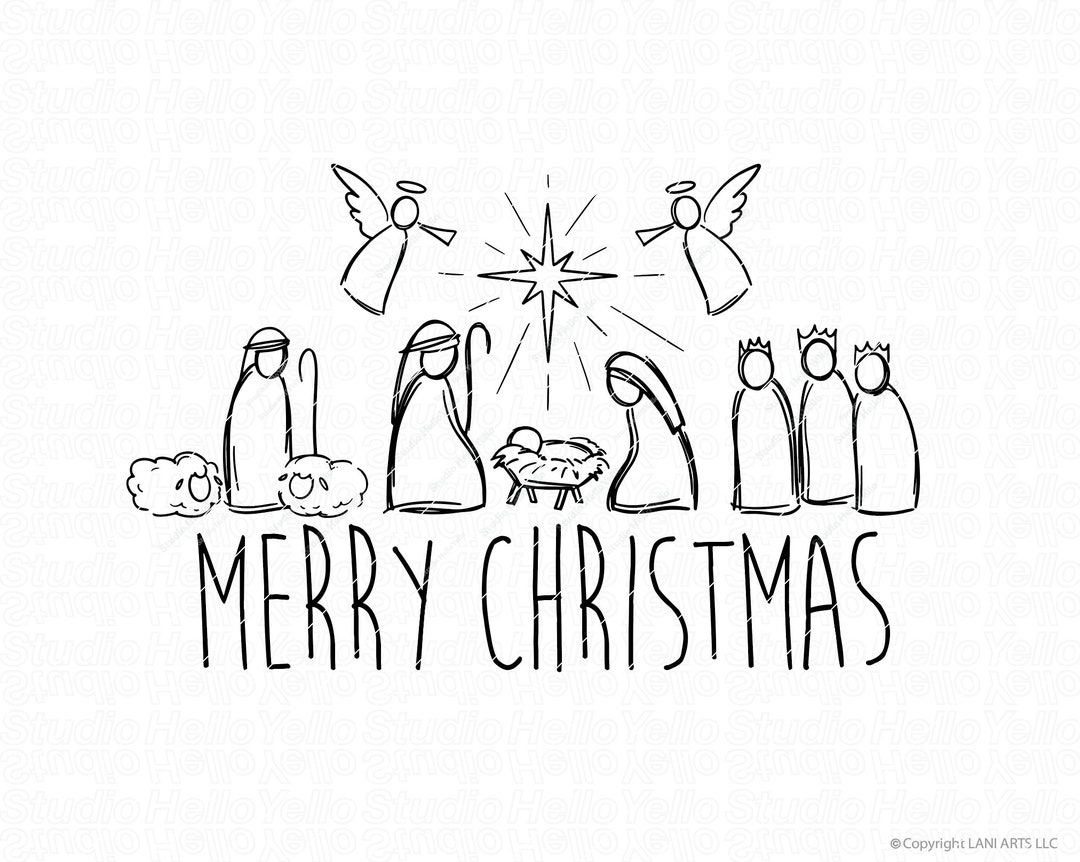 Nativity Scene Svg Png Dxf Hand Drawn Christian Christmas Advent Jesus ...