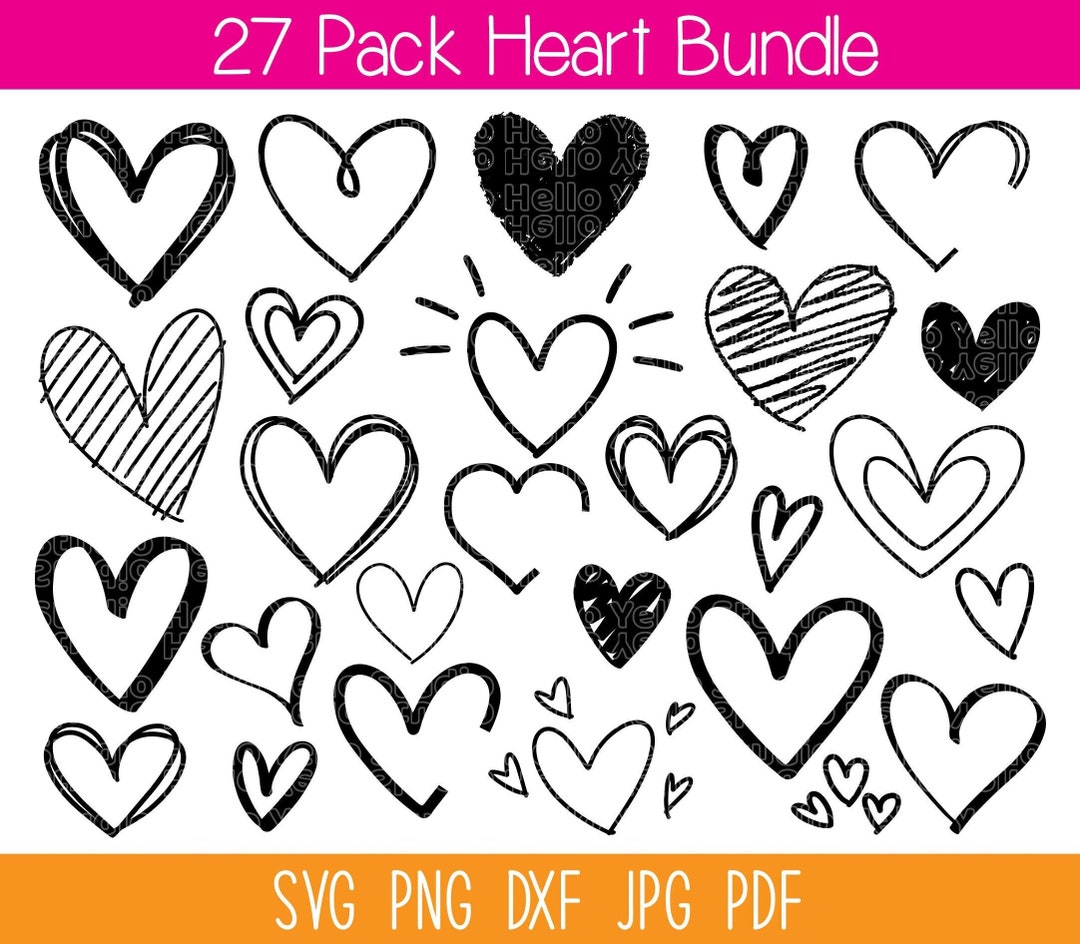 Heart Svg Bundle, Heart Svg, Hand Drawn Heart Svg, Open Heart Svg ...