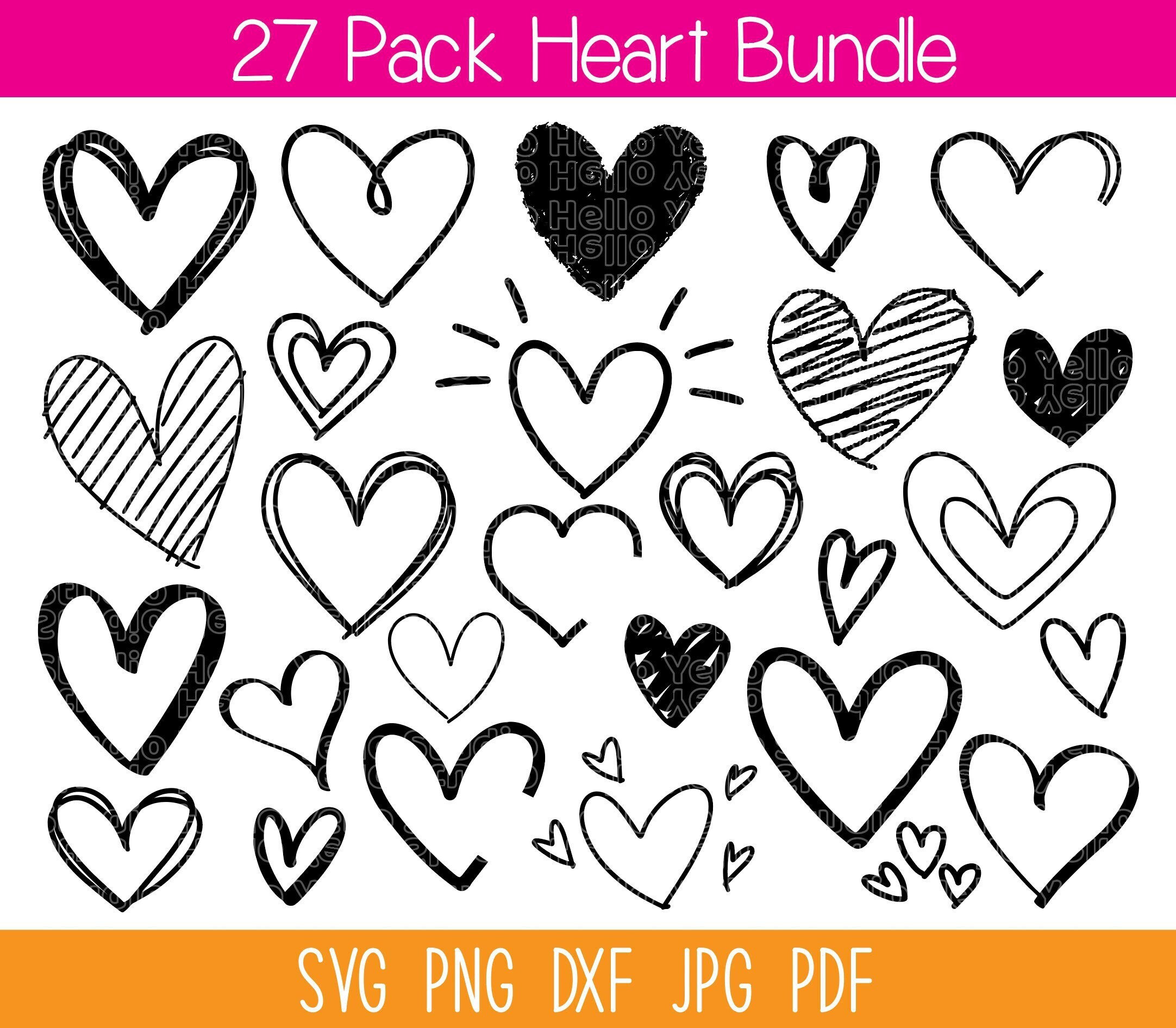 Paper Craft Supplies & Tools Doodle Heart svg Simple Hearts Svg Heart Bundle Svg Sketch Heart ...
