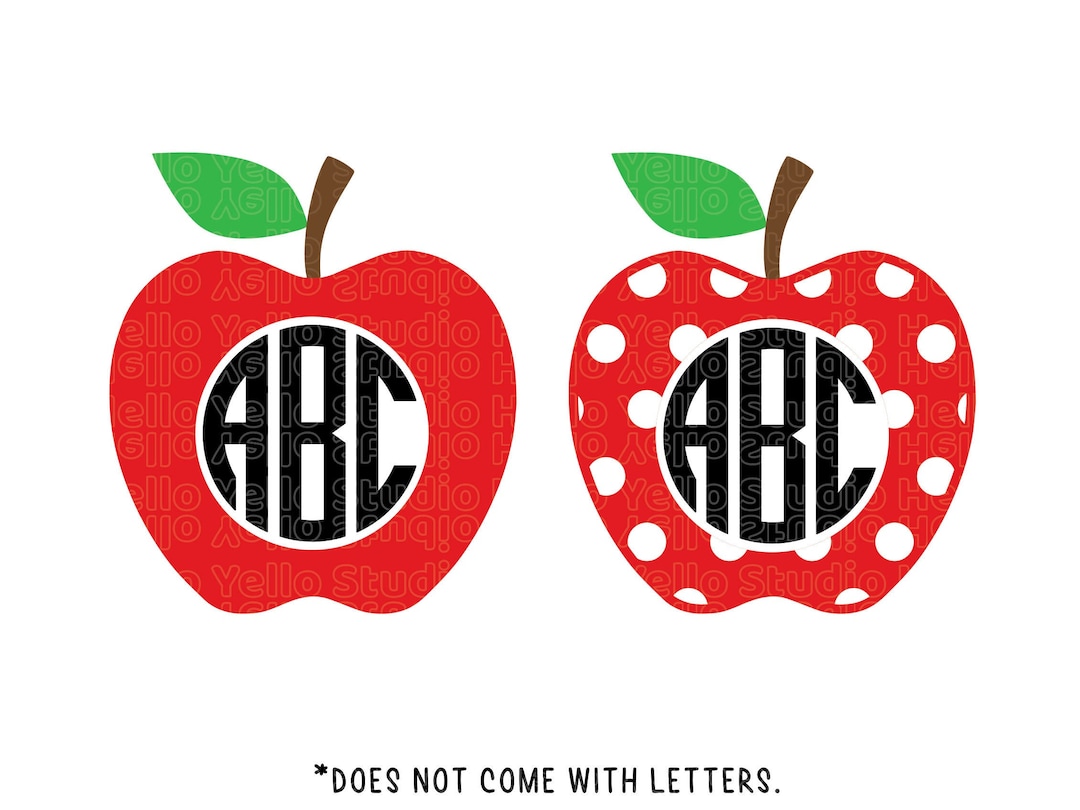 Apple Name Frame Svg, Apple Circle Monogram Frame, Teacher Svg, School ...
