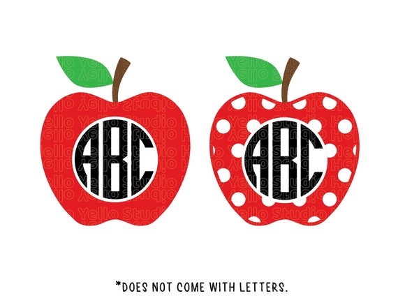 Apple Name Frame Svg Apple Circle Monogram Frame Teacher - Etsy