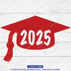 Red 2025 Graduation Cap Svg, Png, Dxf Senior 2025 Svg Class of 2025 Svg ...