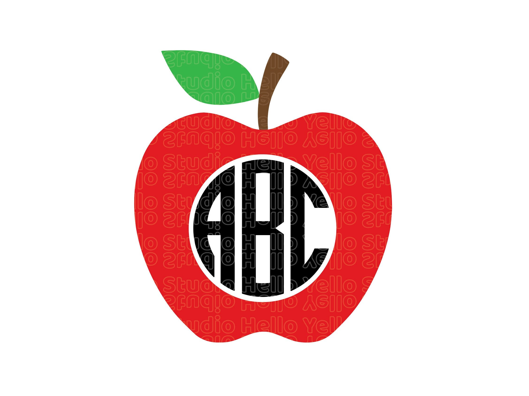 Apple Name Frame Svg Apple Circle Monogram Frame Teacher - Etsy