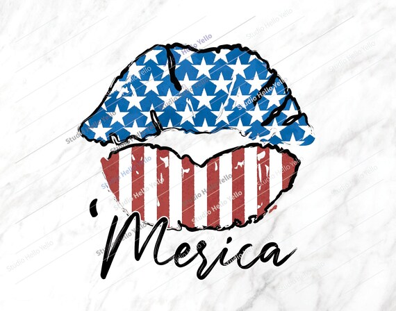 Merica Flag Lips Png 4th of July Png 4th of July Merica | Etsy