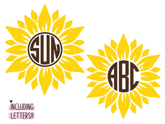 Sunflower Monogram SVG Bundle Sunflower Svg Circle Monogram | Etsy