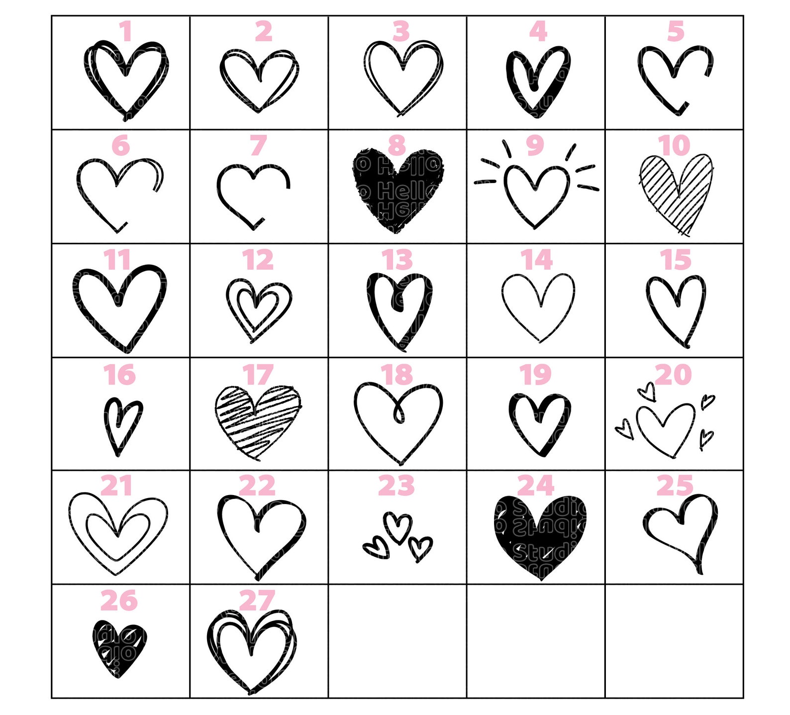 Heart Svg Bundle Heart Svg Hand Drawn Heart Svg Open Heart - Etsy UK