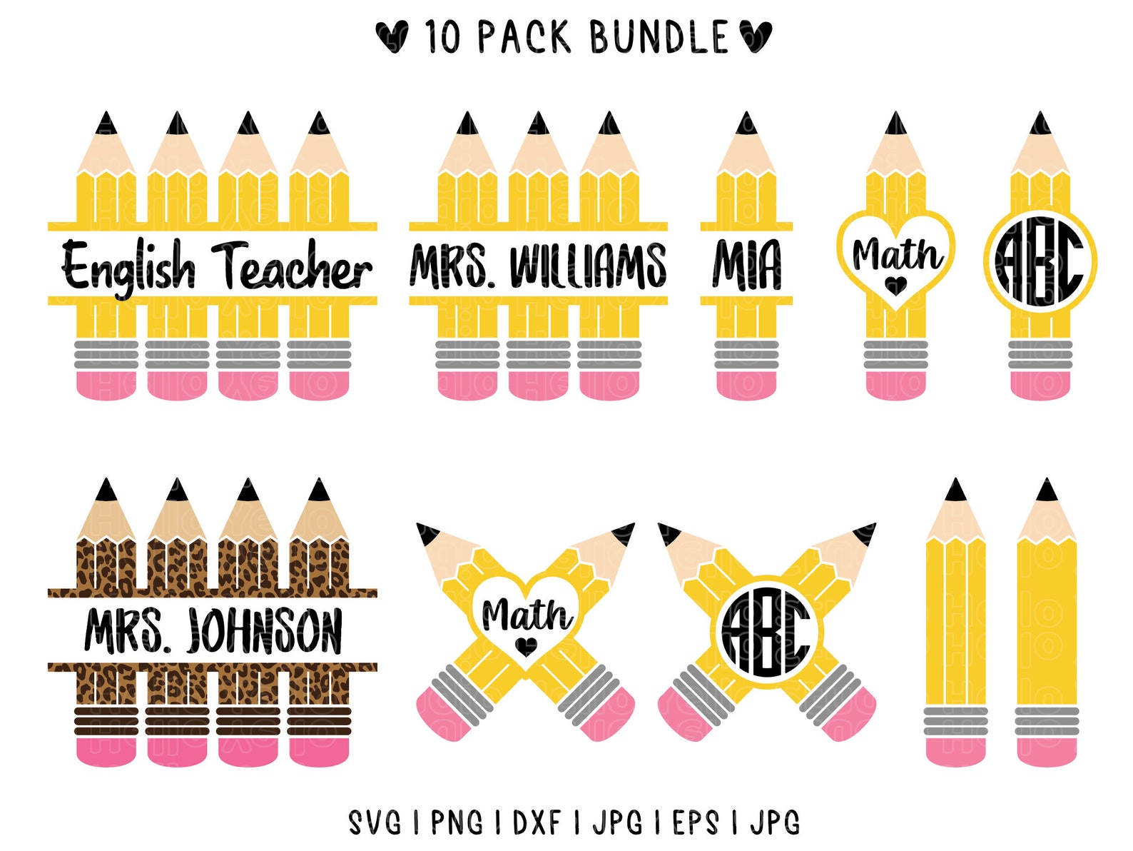 Pencil Name Frame Svg Bundle, Pencil Svg Bundle, Pencil Split Monogram ...