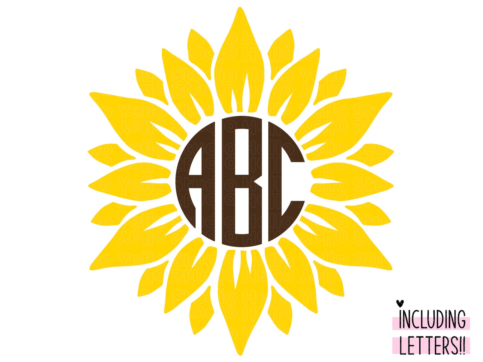 Sunflower Monogram SVG Bundle, Sunflower Svg, Circle Monogram Letters ...