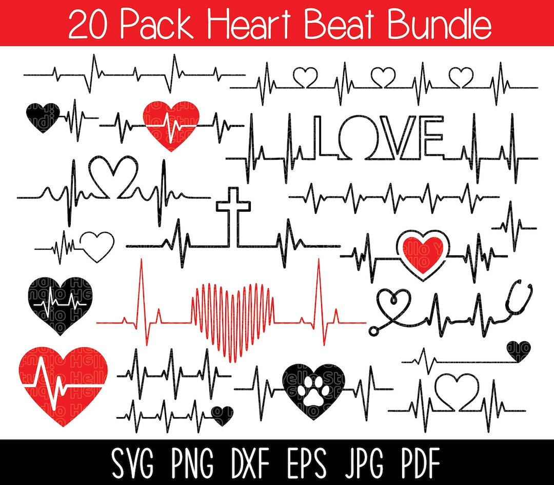 Heart Beat Svg Bundle, Heart Beat Svg, Heartbeat Svg, Medical Clipart ...