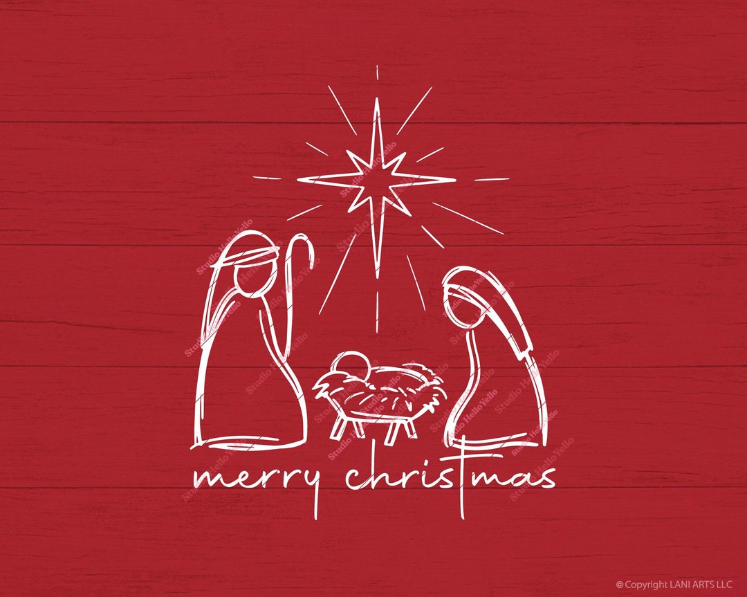 Nativity Scene Svg Png Dxf Hand Drawn Christian Christmas Advent Jesus ...