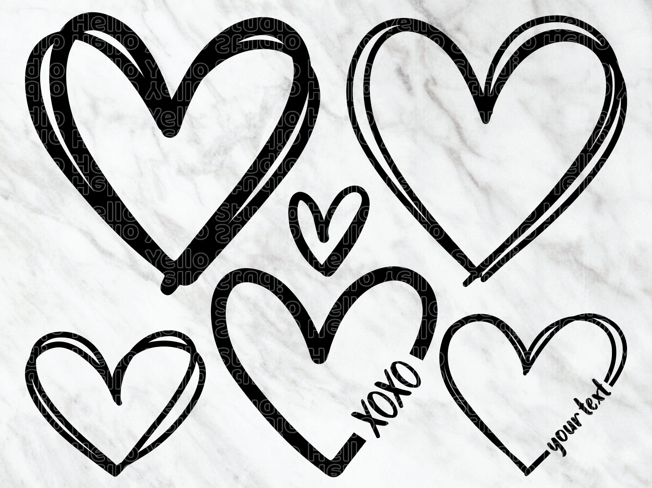Heart Svg Bundle Heart Svg Hand Drawn Heart Svg Open Heart Etsy