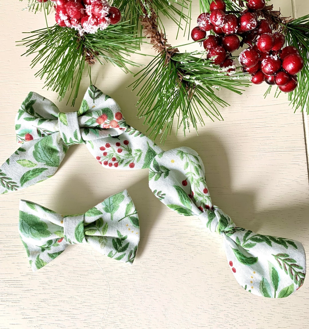 Whimsical Holly Berries Bow Holiday Bows Christmas Bows Bow Tie Pet Bow ...