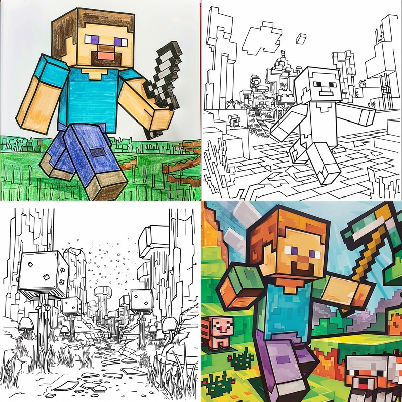 100+ Minecraft Inspired Coloring Pages - Etsy
