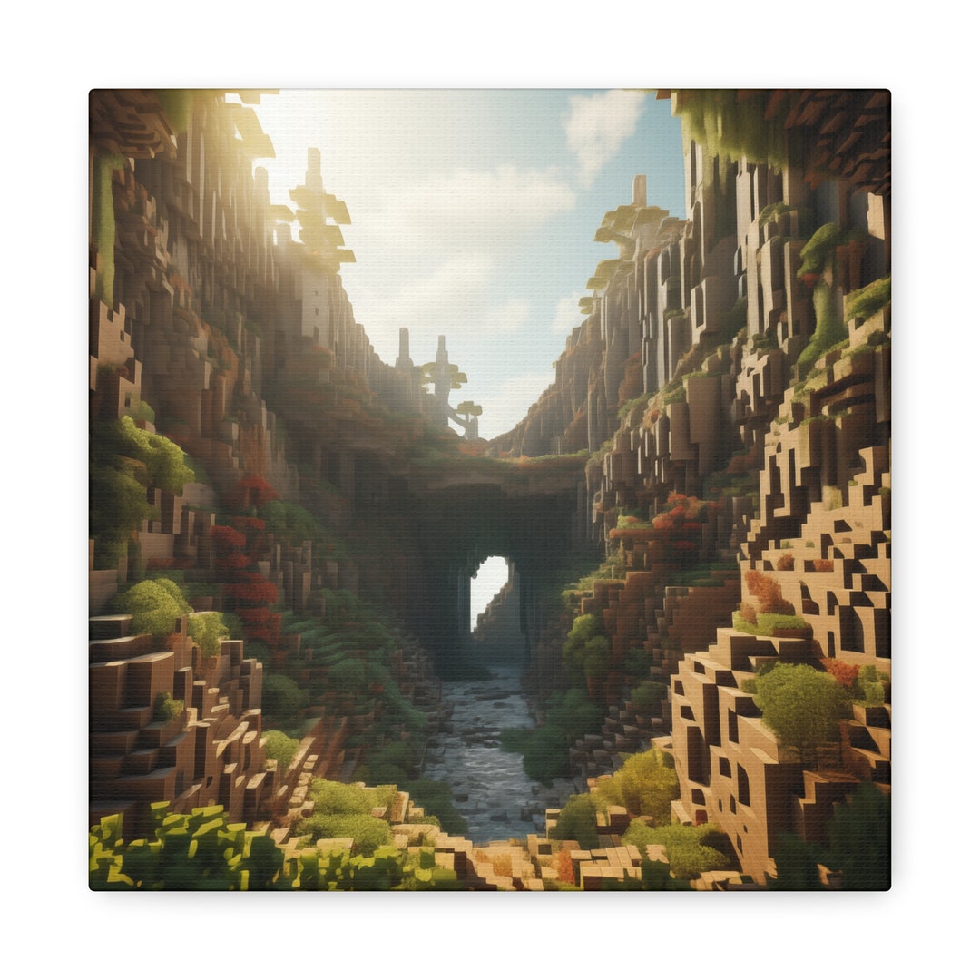 Minecraft POV Landscape Canvas for Gamers, Gamer Room Decor - Etsy