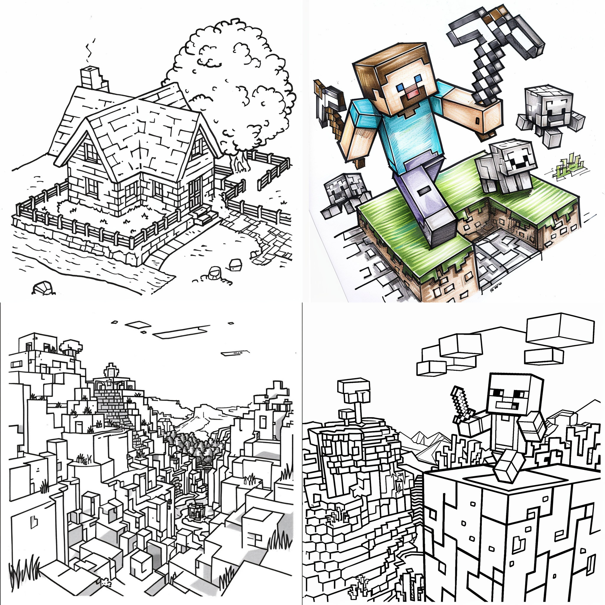 100+ Minecraft Inspired Coloring Pages - Etsy