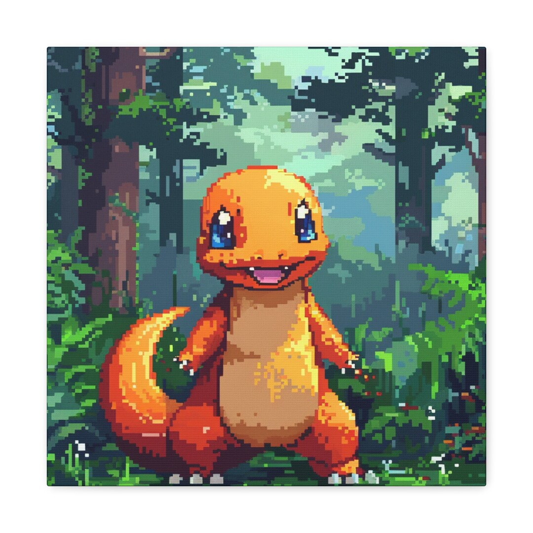 Cute Pixel Art of Fire Poke - Etsy