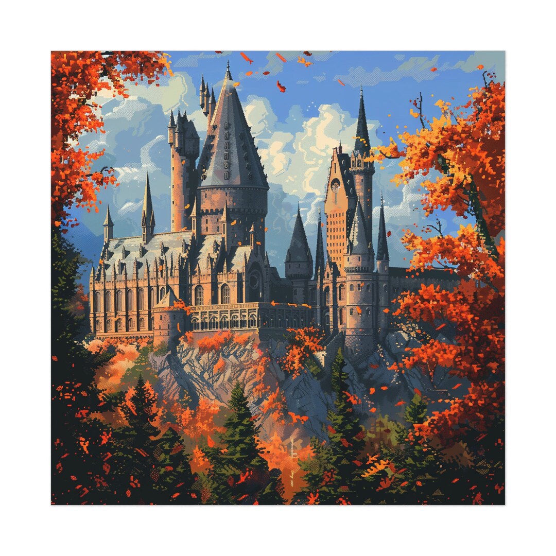 Pixel Art Magical Castle in the Fall Poster - Etsy