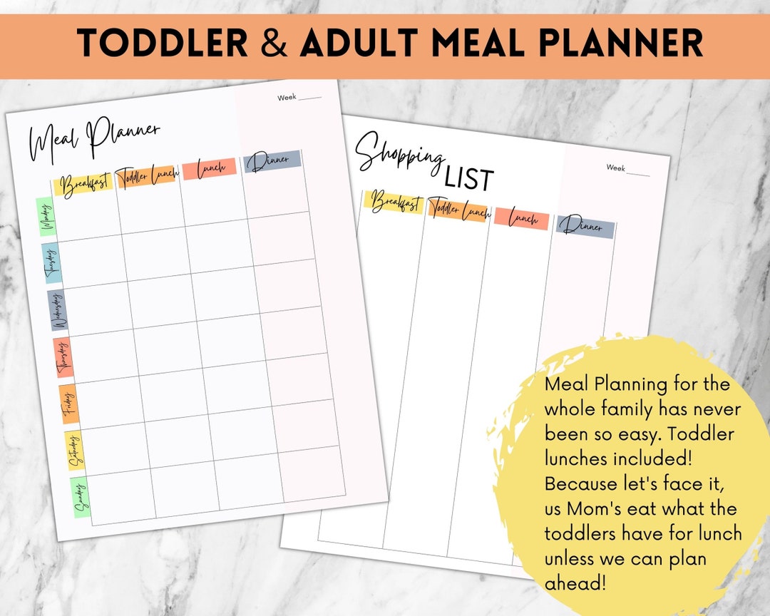 Family Meal Planning, Toddler Meal Planner, Child and Adult Meal ...