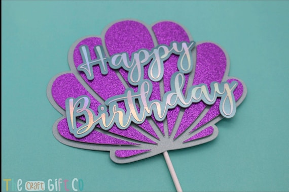 Mermaid Glitter Shell Cake Topper With Background Mermaid - Etsy