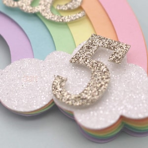 Personalised Small Pastel Rainbow Cake Topper, Custom Name, Birthday ...