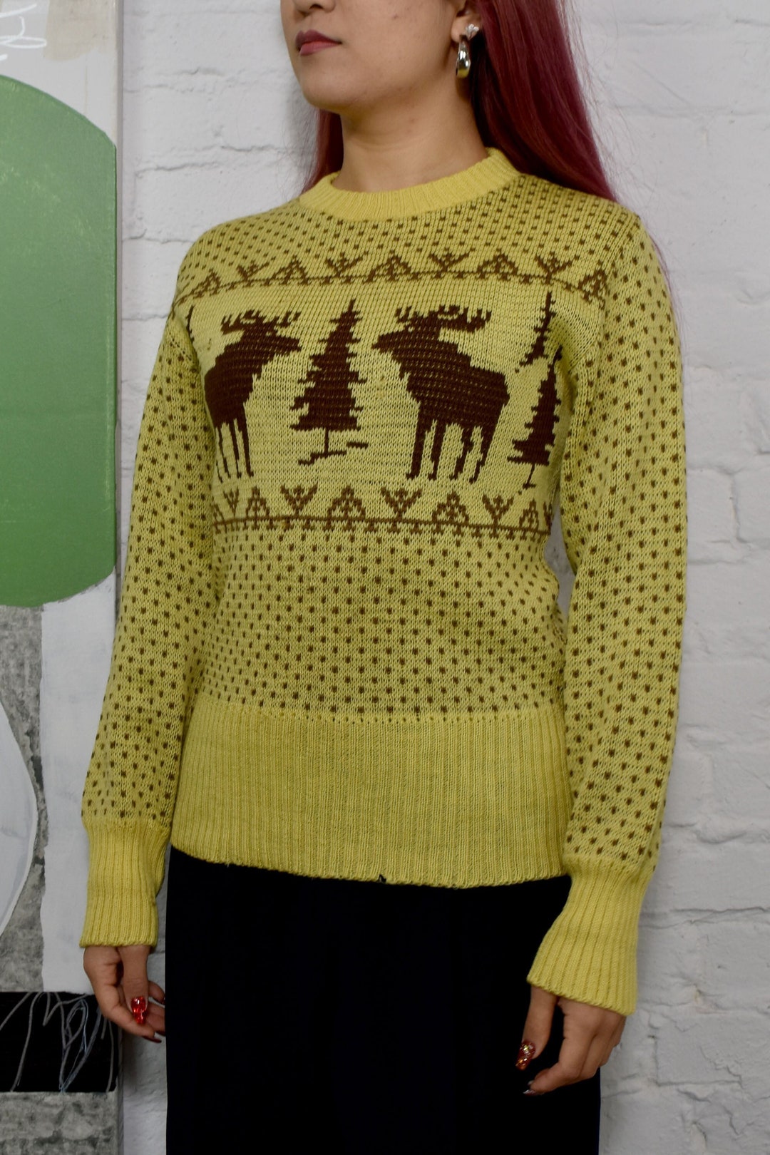Vintage 40s jersild Knit Wool Moose Christmas - Etsy