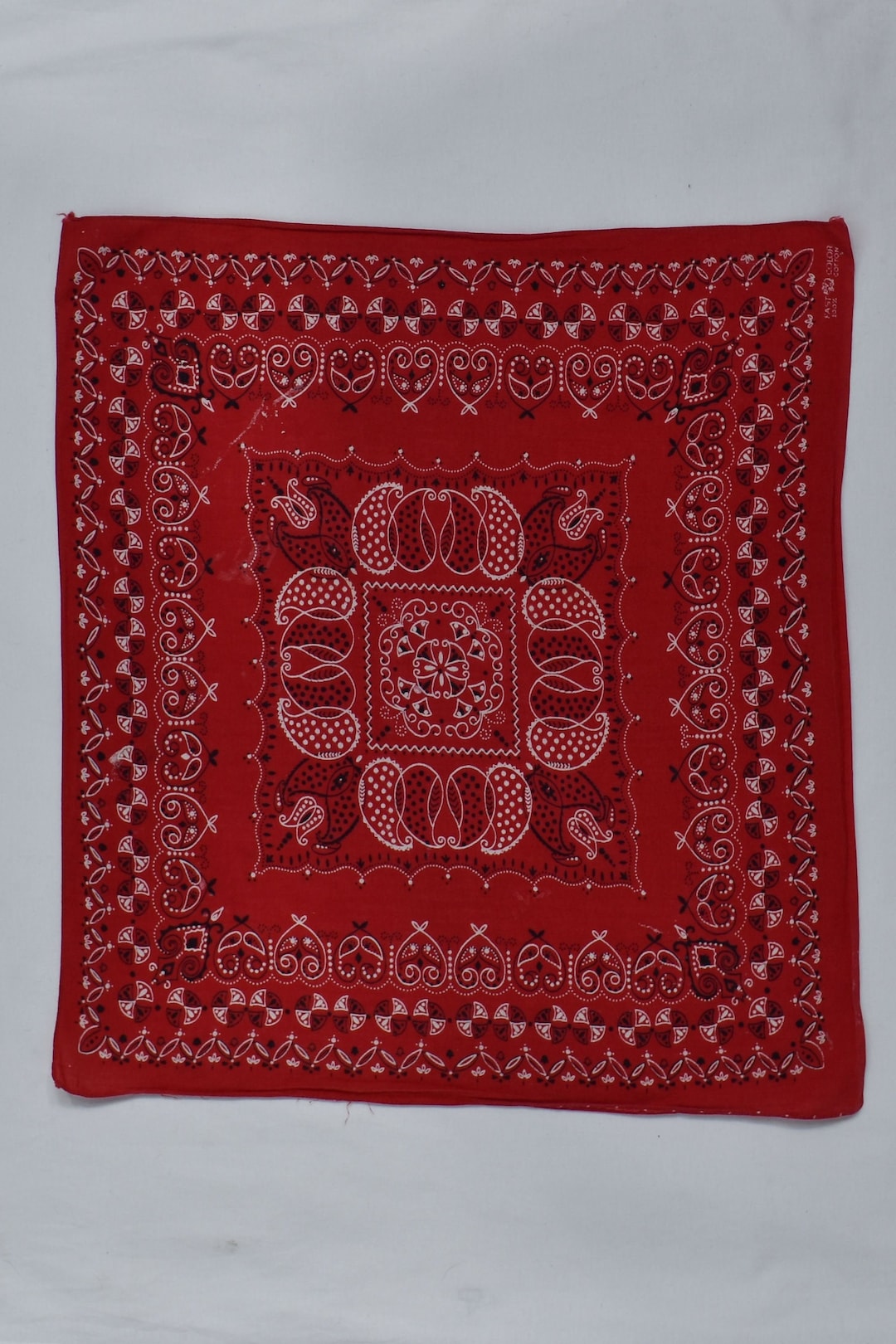 Vintage "fast Color" Red Trunk up Paisley Bandana - Etsy