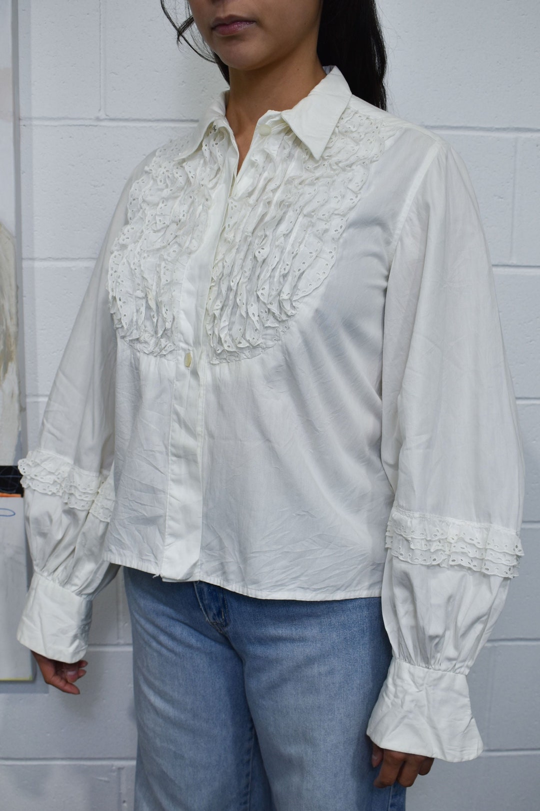 Vintage 70s White Prairie Blouse - Etsy