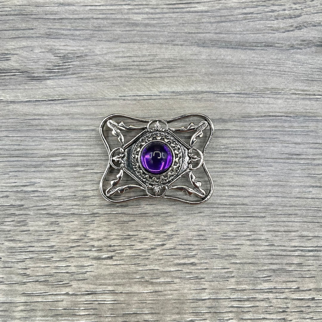 Vintage Avon bold and Classic 1992 Purple Cabochon Silver Tone Open ...