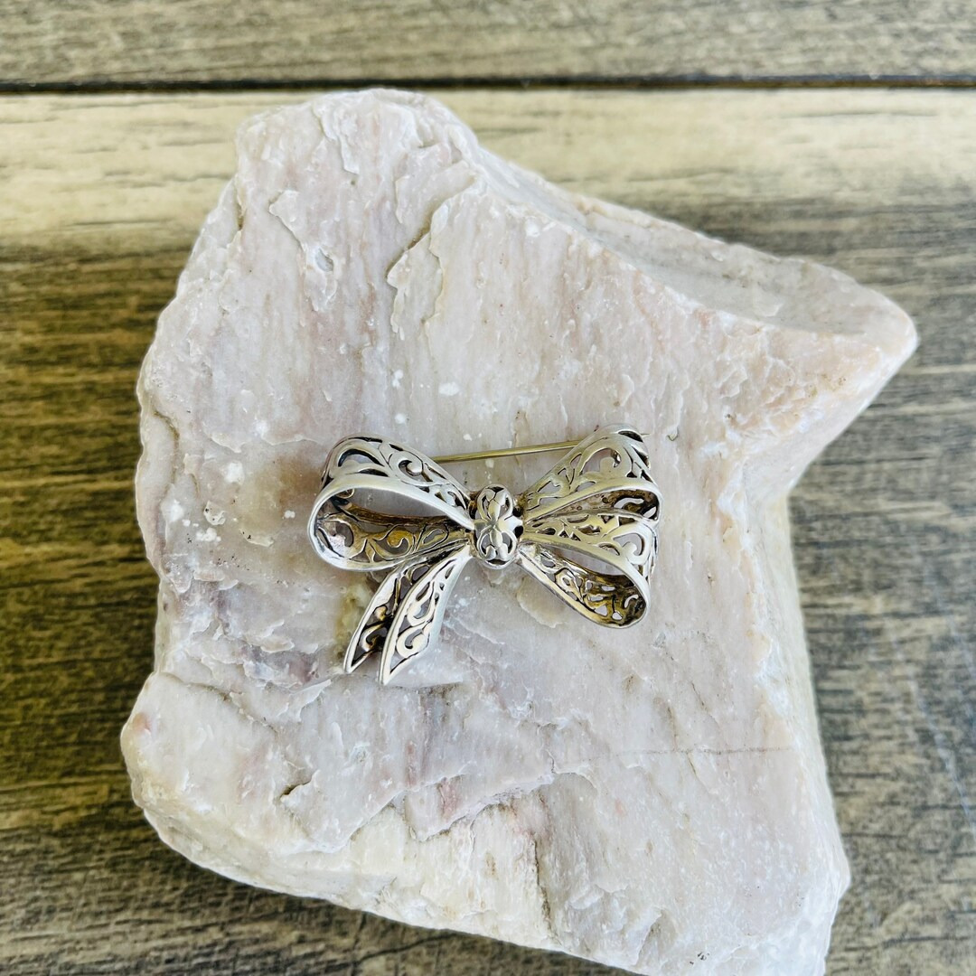 Vintage Sterling Silver Jez Laine Filigree Open Work Small Bow Brooch 1 ...