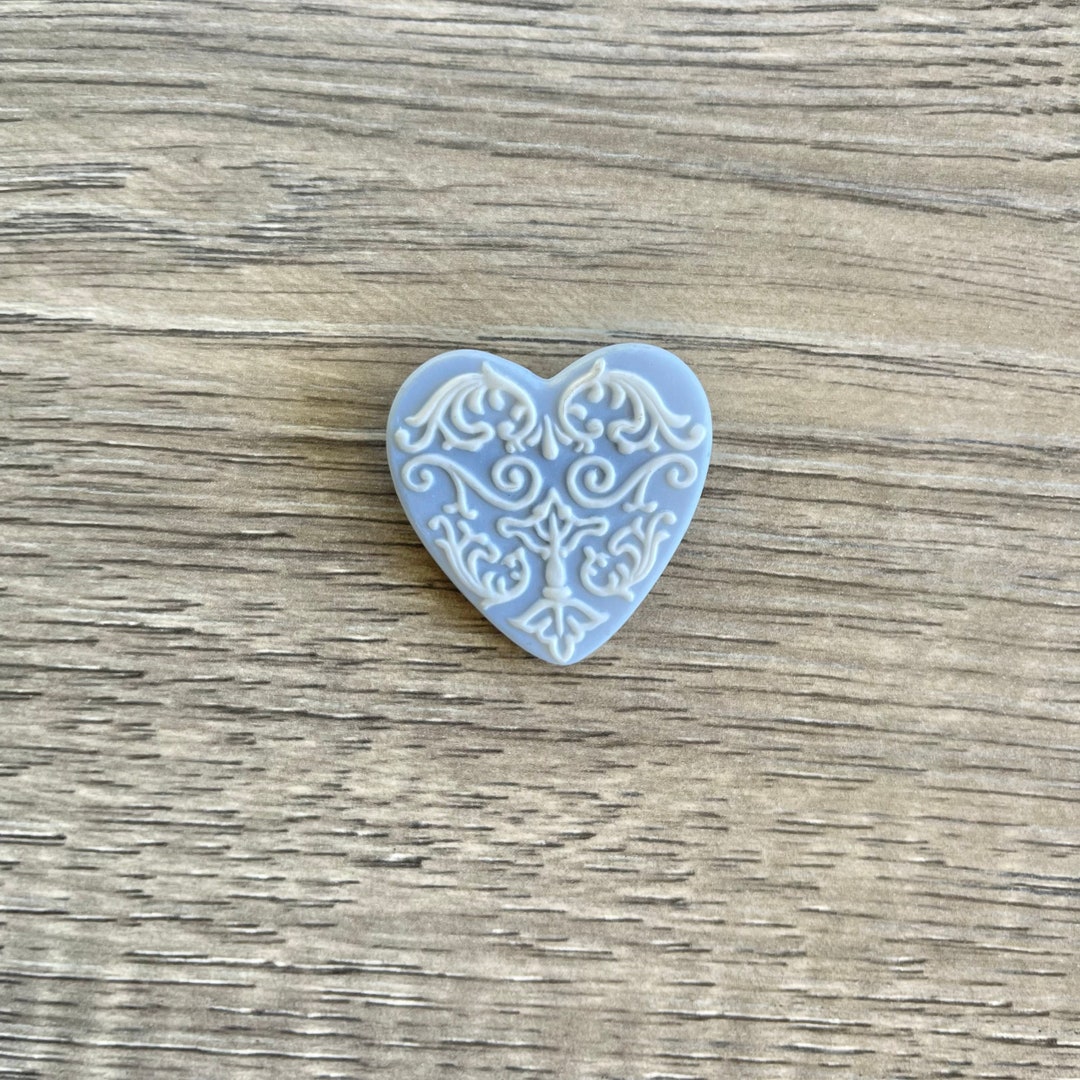 Vintage Wedgwood Heart Jasperware Blue and White Porcelain Brooch - Etsy