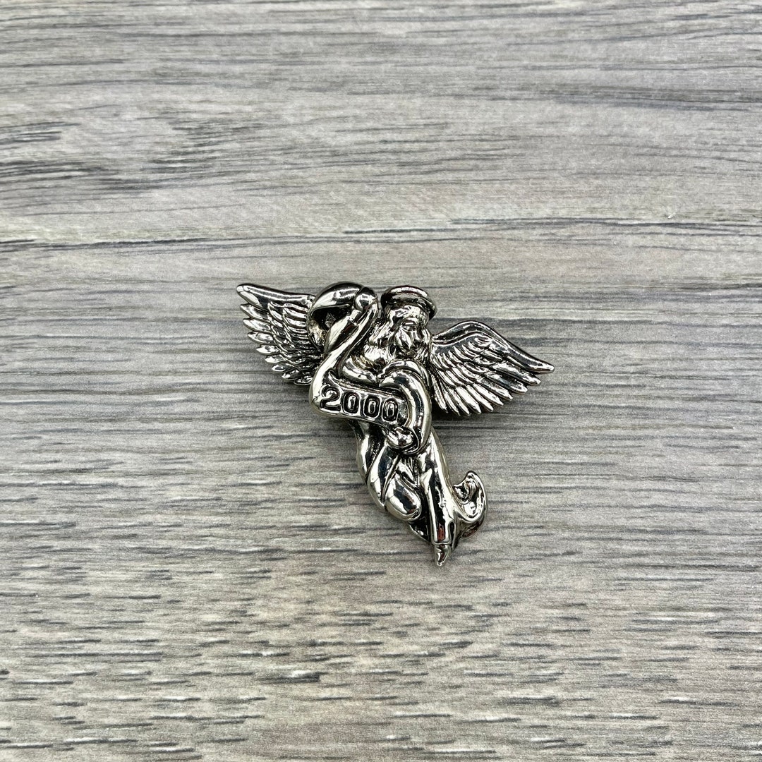 Vintage HOL 21st Century "2000" Millennium Angel Silver Tone Brooch - Etsy