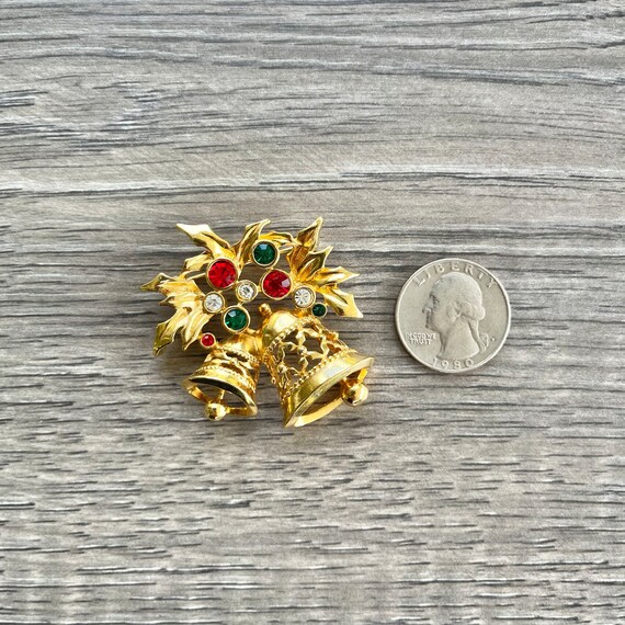 Vintage Avon “Joyous Bell” 1994 Gold Tone Bells Holly… - Gem