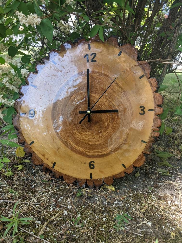 Oak Wood Clock, Epoxy Resin, Clock, Wood, Homemade, Unique, DIY, Tree ...
