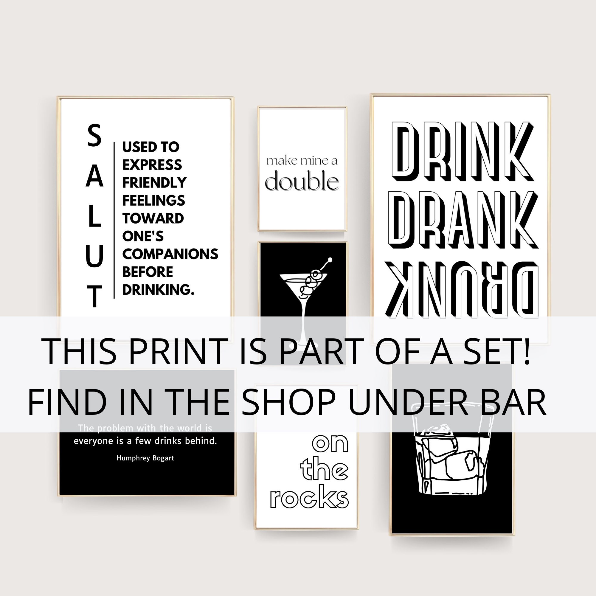 Home & Living Wall Décor Home Décor DRINK DRANK DRUNK bar wall art ...