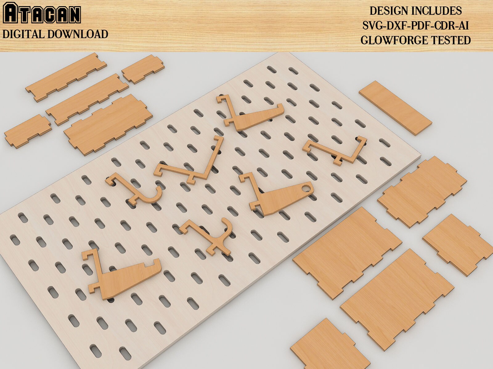 Pegboard and Accessories Laser Cut SVG Files Peg Board | Etsy UK