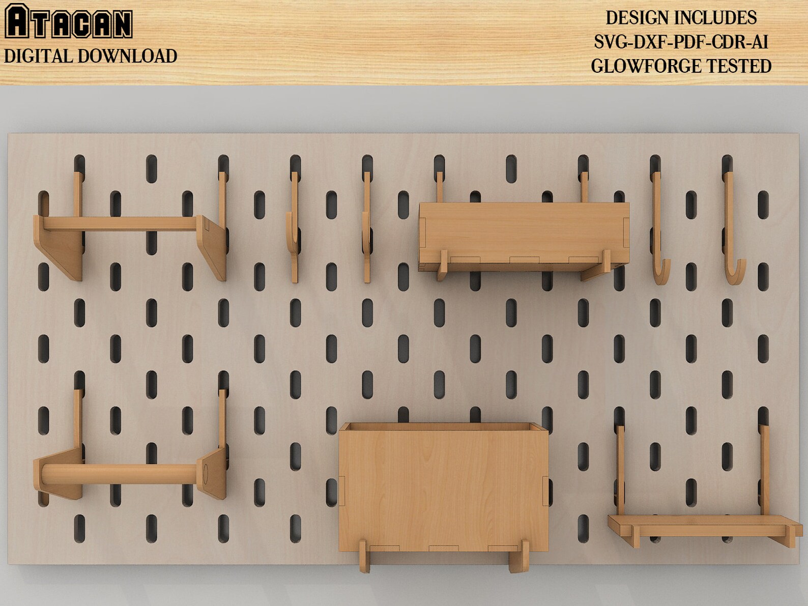 Pegboard and Accessories Laser Cut SVG Files Peg Board | Etsy UK