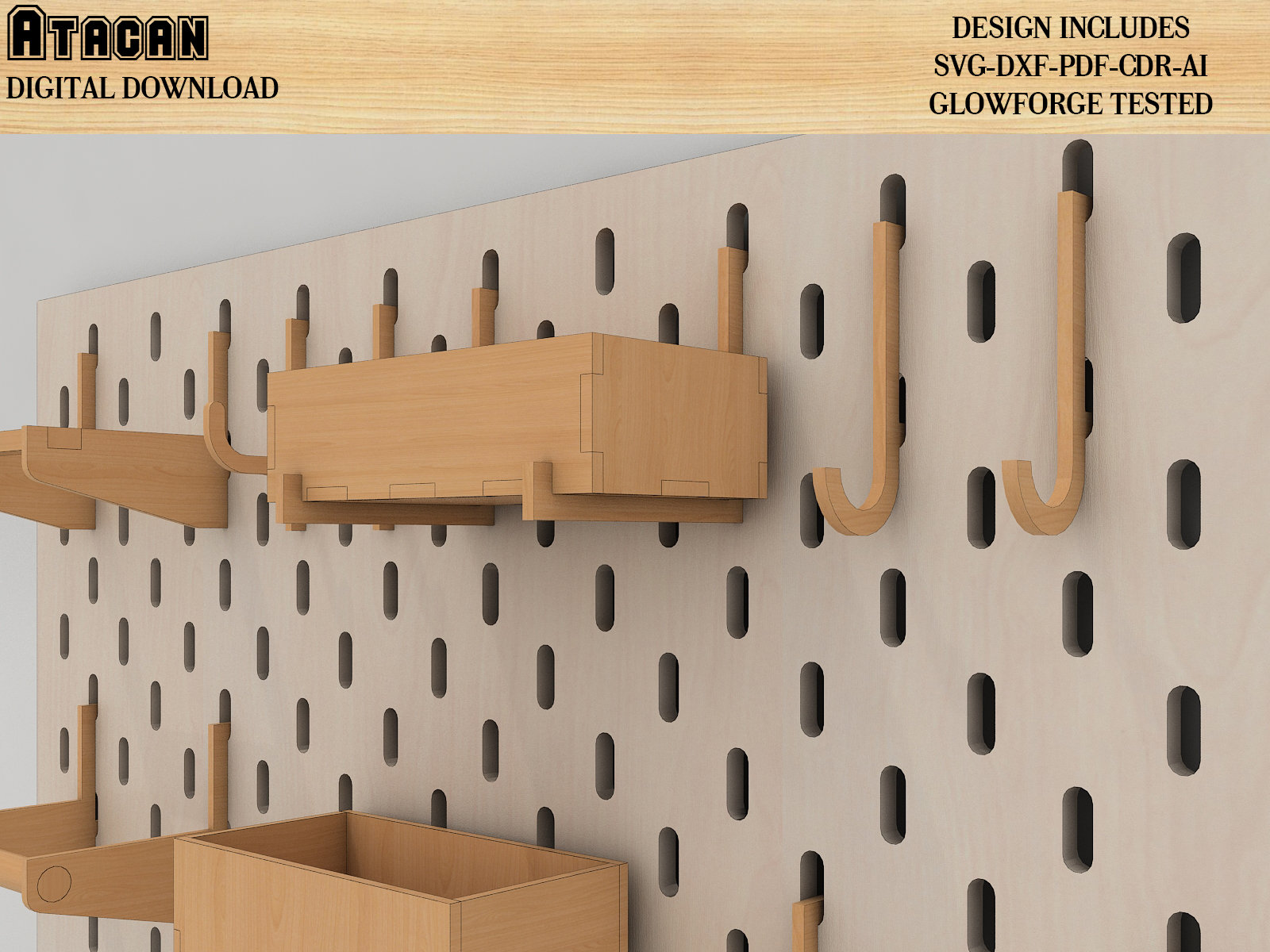 Pegboard and Accessories Laser Cut SVG Files Peg Board | Etsy UK