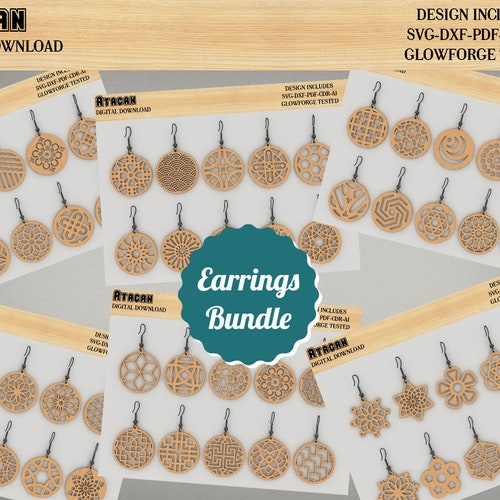 Stud Earring Svg Bundle Laser Cut File for Glowforge Wood - Etsy