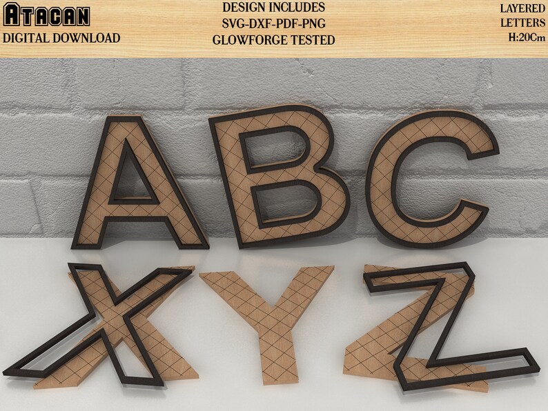Alphabet Arial Font Wooden Letters SVG Laser Cut Files With - Etsy UK