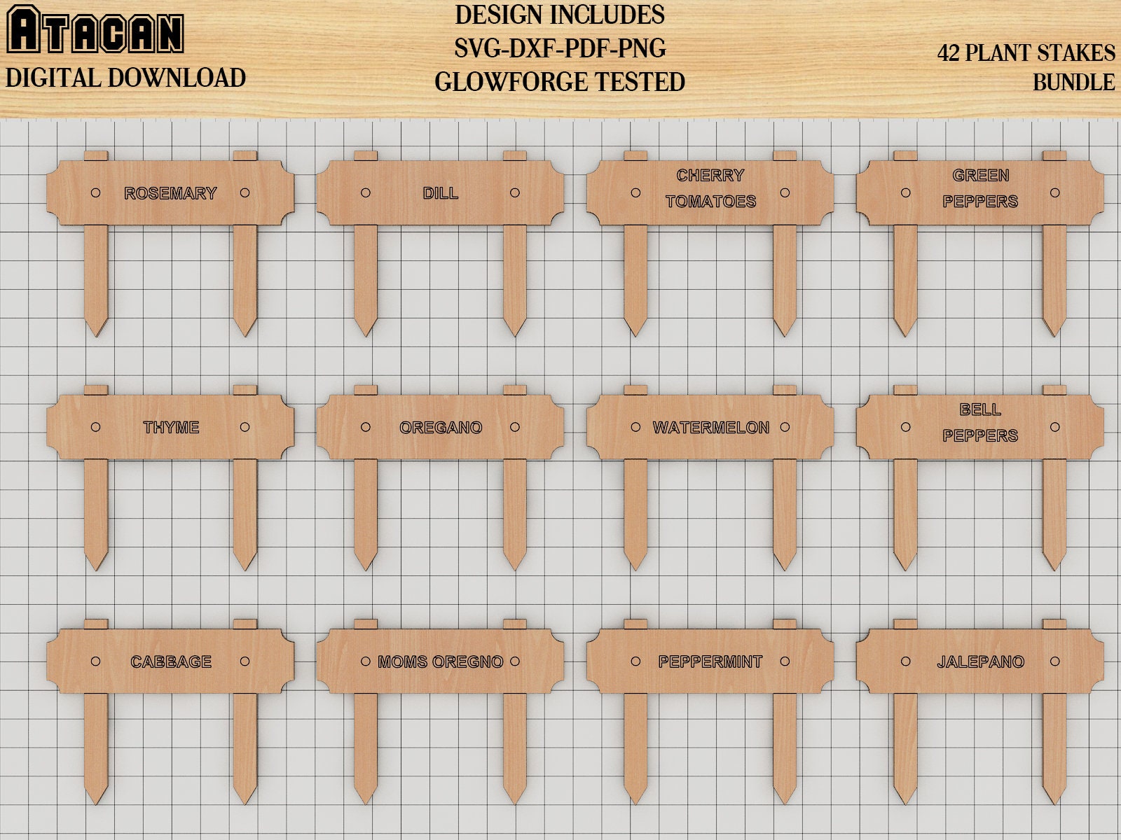 Plant Marker SVG Laser Cut Files Plant Stakes Bundle Garden - Etsy Canada