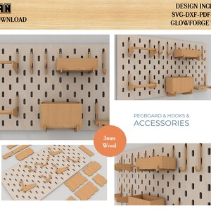 Pegboard and Accessories Laser Cut SVG Files Peg Board | Etsy UK