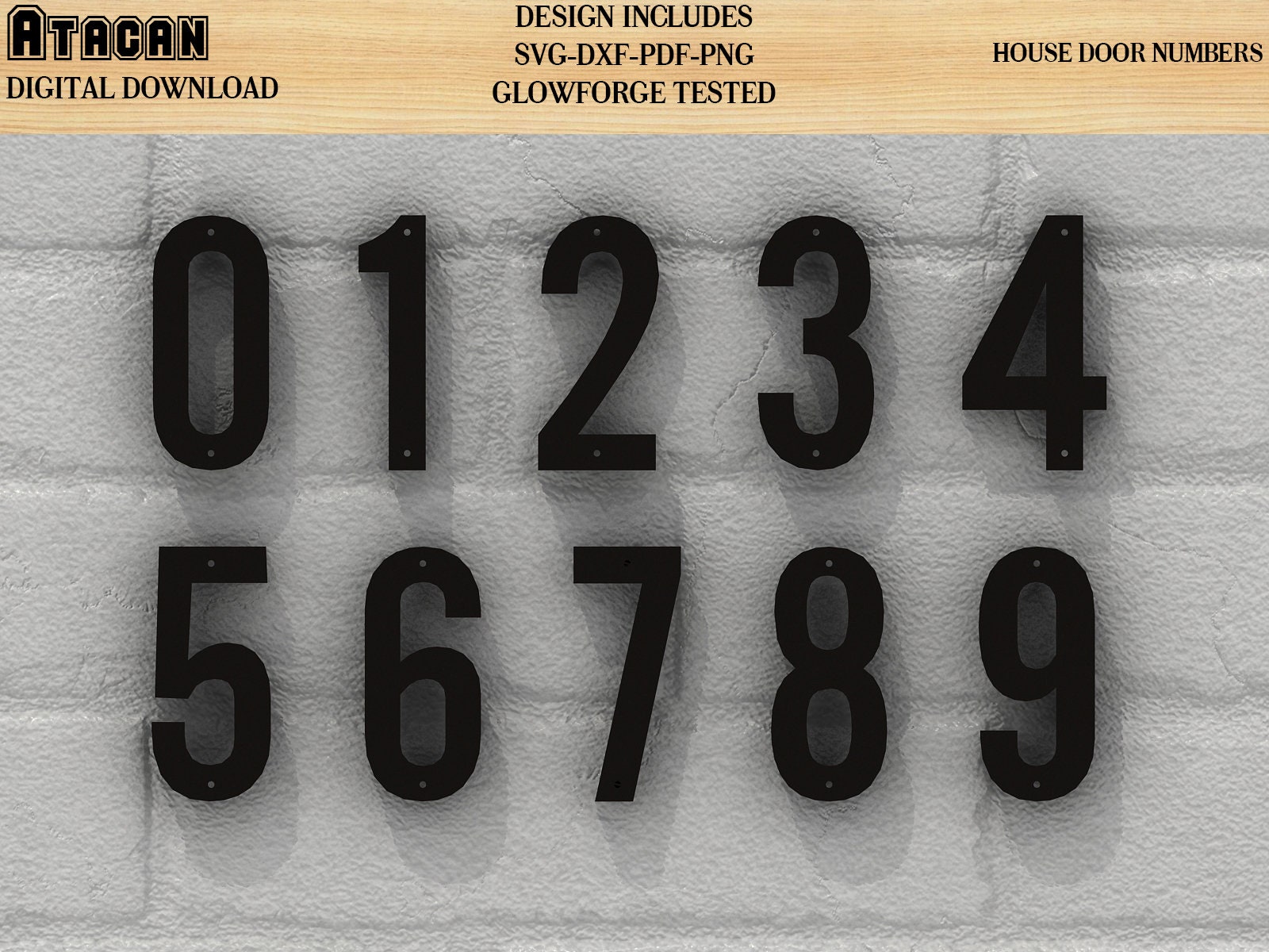 House Door Hole Numbers SVG Laser Cut Vector Files / Stencil - Etsy UK